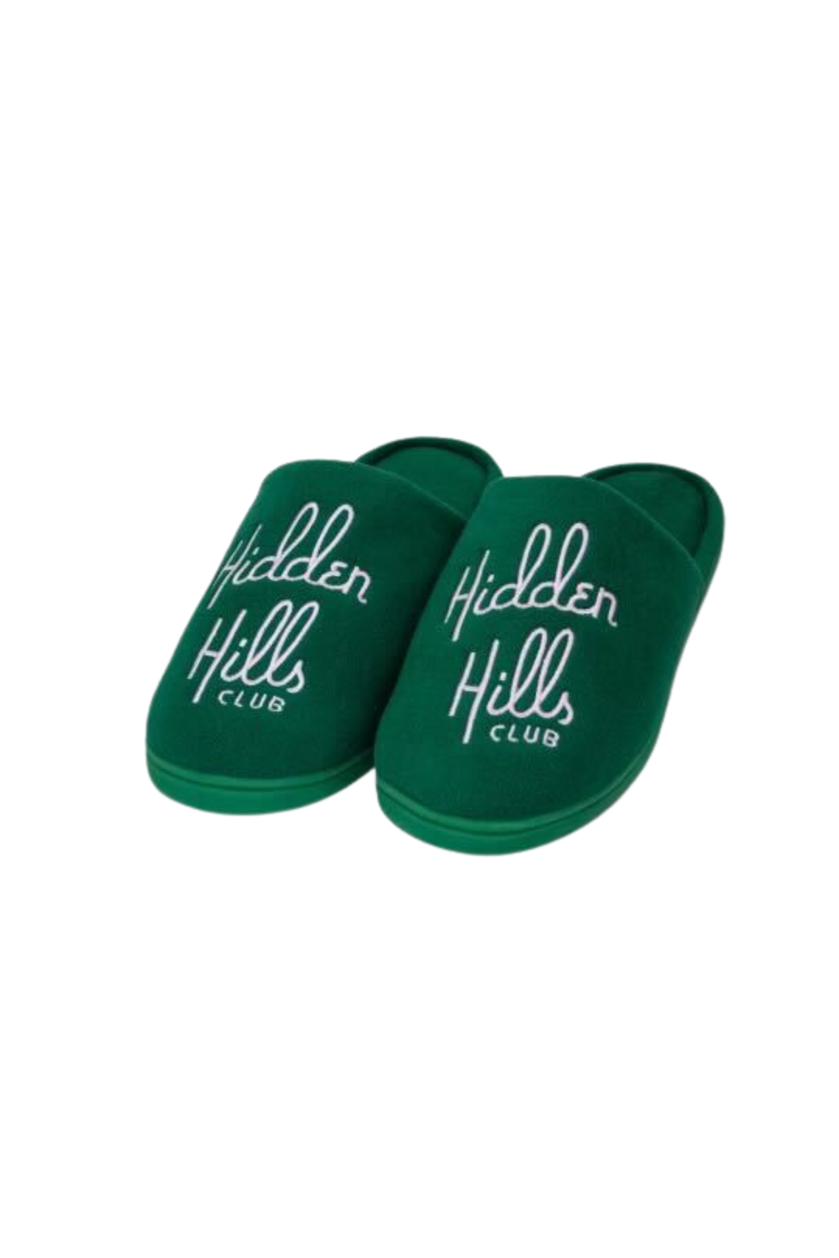 Stacked Script Hidden Hills Slippers | Green and Pink